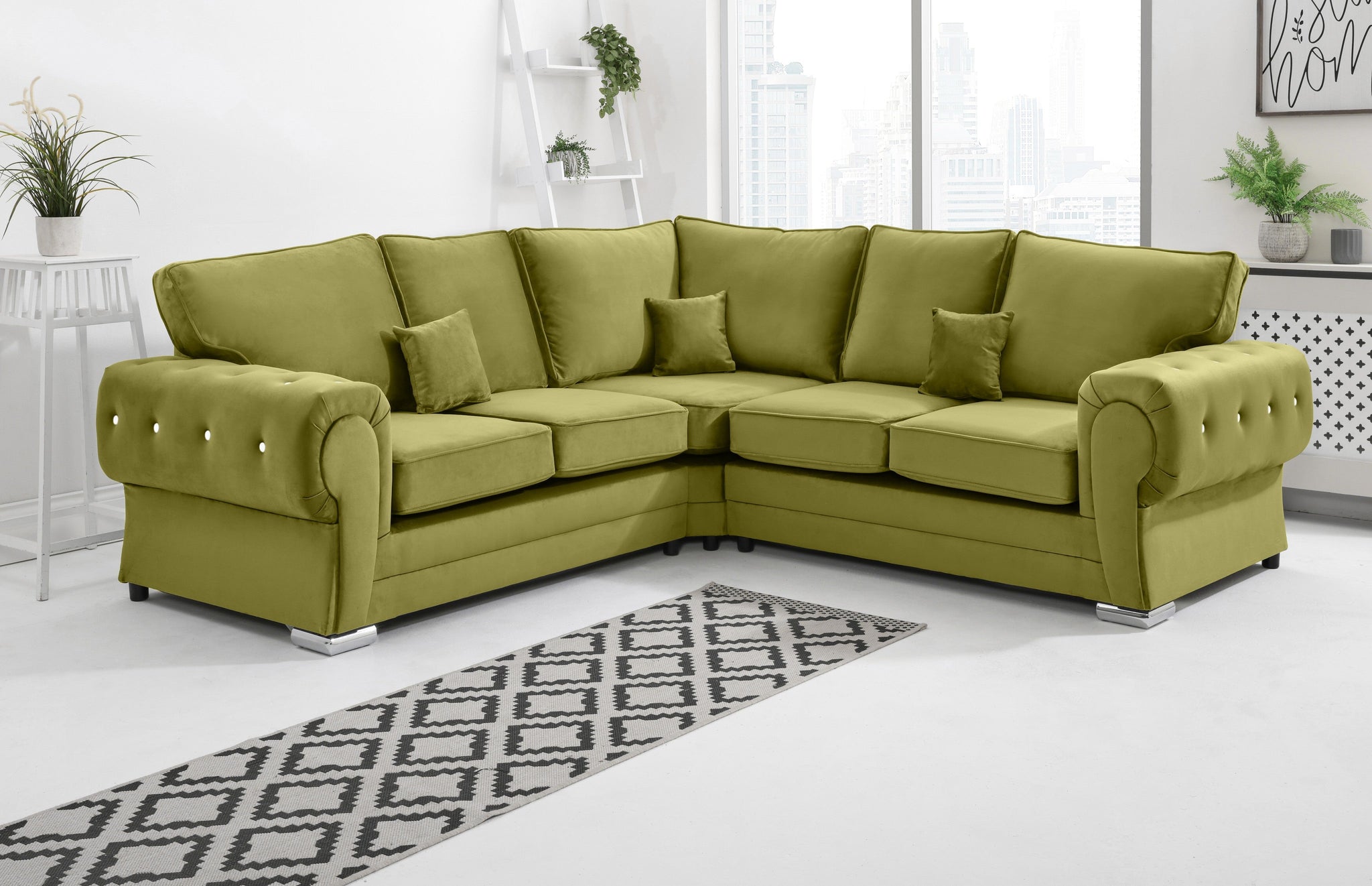 Shop Verona Plush Corner Fullback + Diamonds Sofa at Sofa World | Live ...