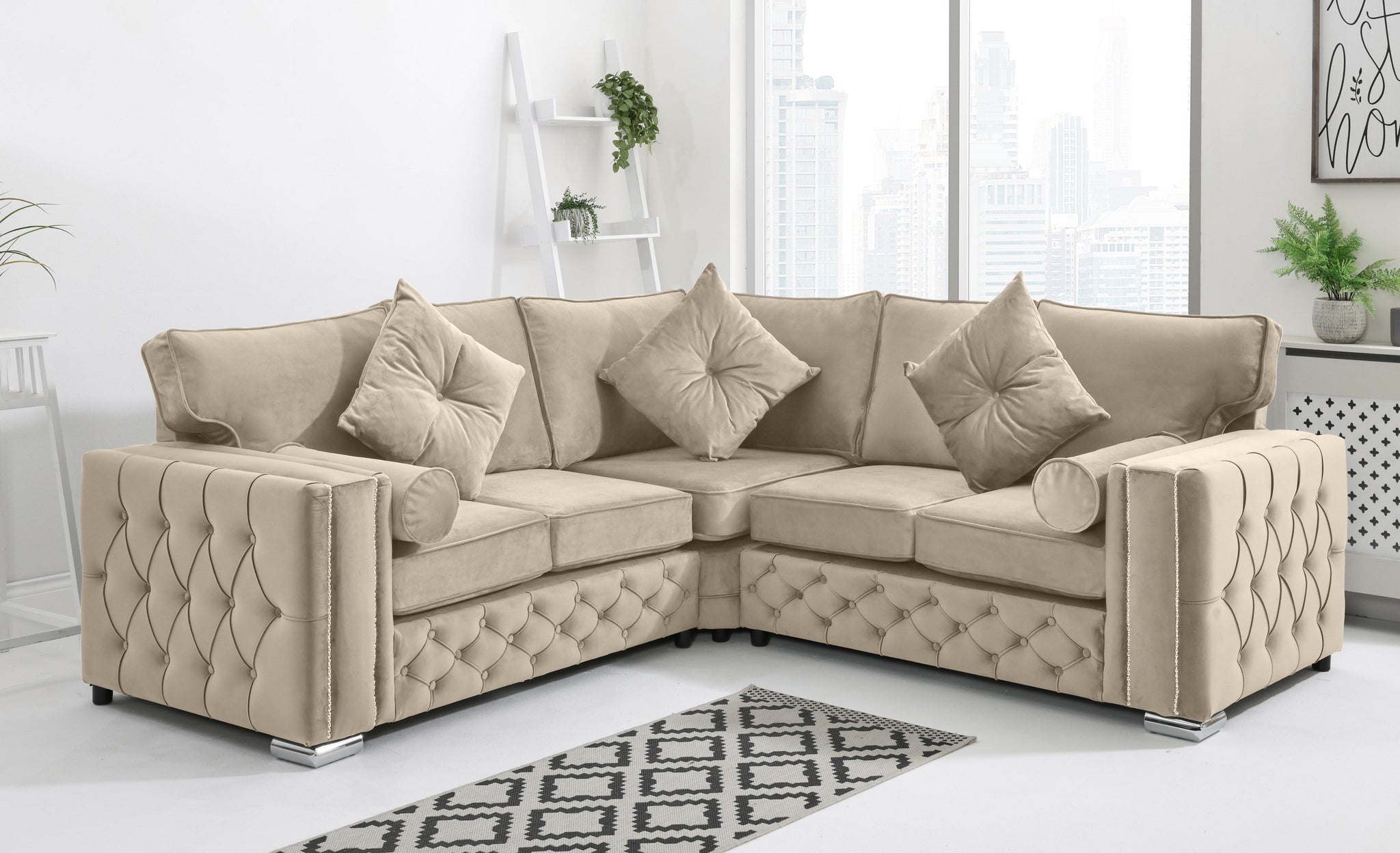 Shop Milano Corner Fullback + Extra Cushions Sofa at Sofa World | Live in Comfort | Sofas on ...