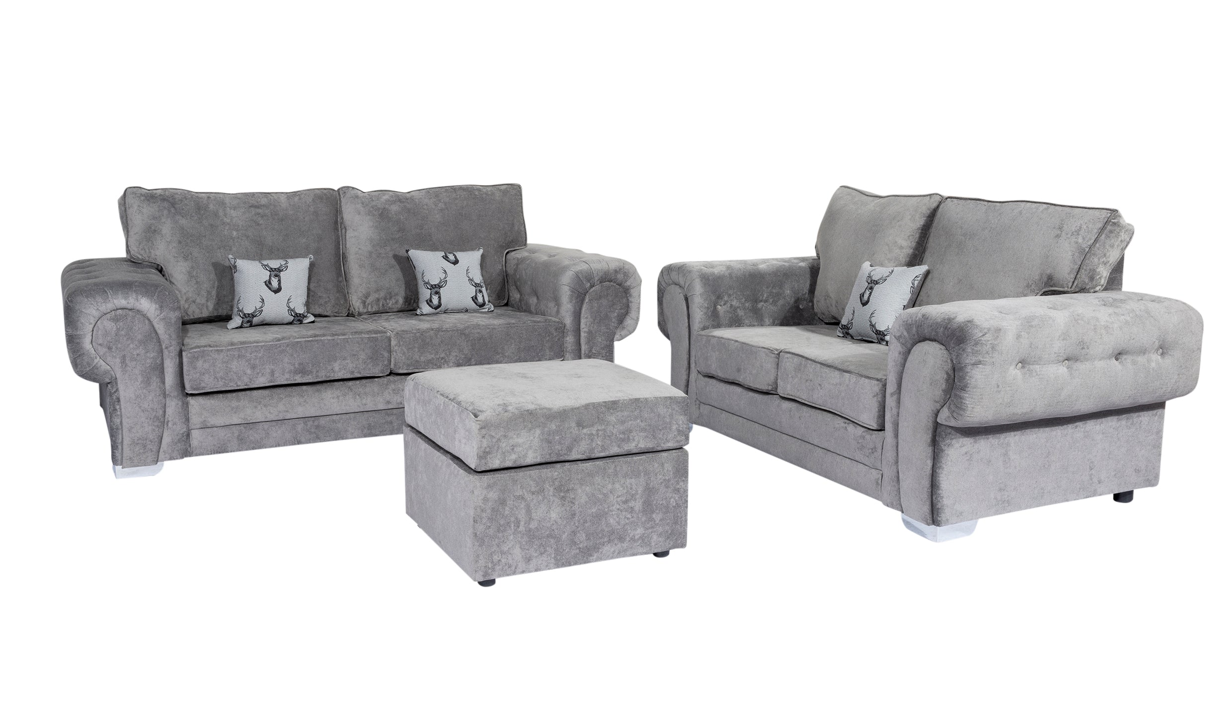 Shop Grey Verona Fixed Back Sofa at Sofa World | Live in Comfort ...