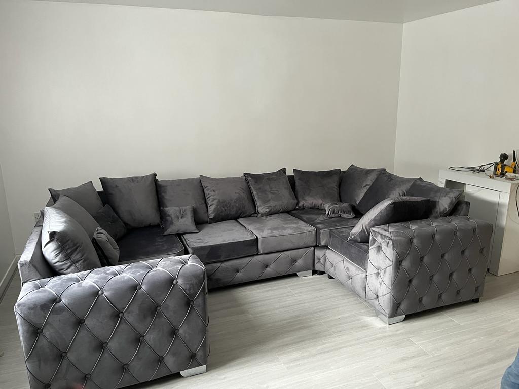 Shop Milton 6 Seater U shape - Scatterback Grey | Budget-Friendly Sofas - Sofa World