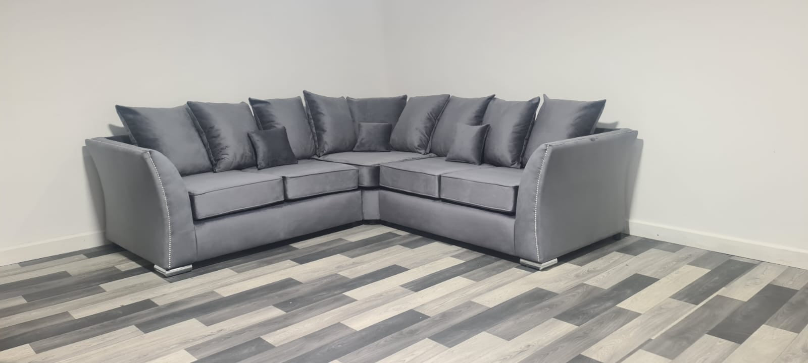 Shop Sloan Corner - Grey Scatterback Sofa at Sofa World | Live in Comfort | Sofas on Finance ...