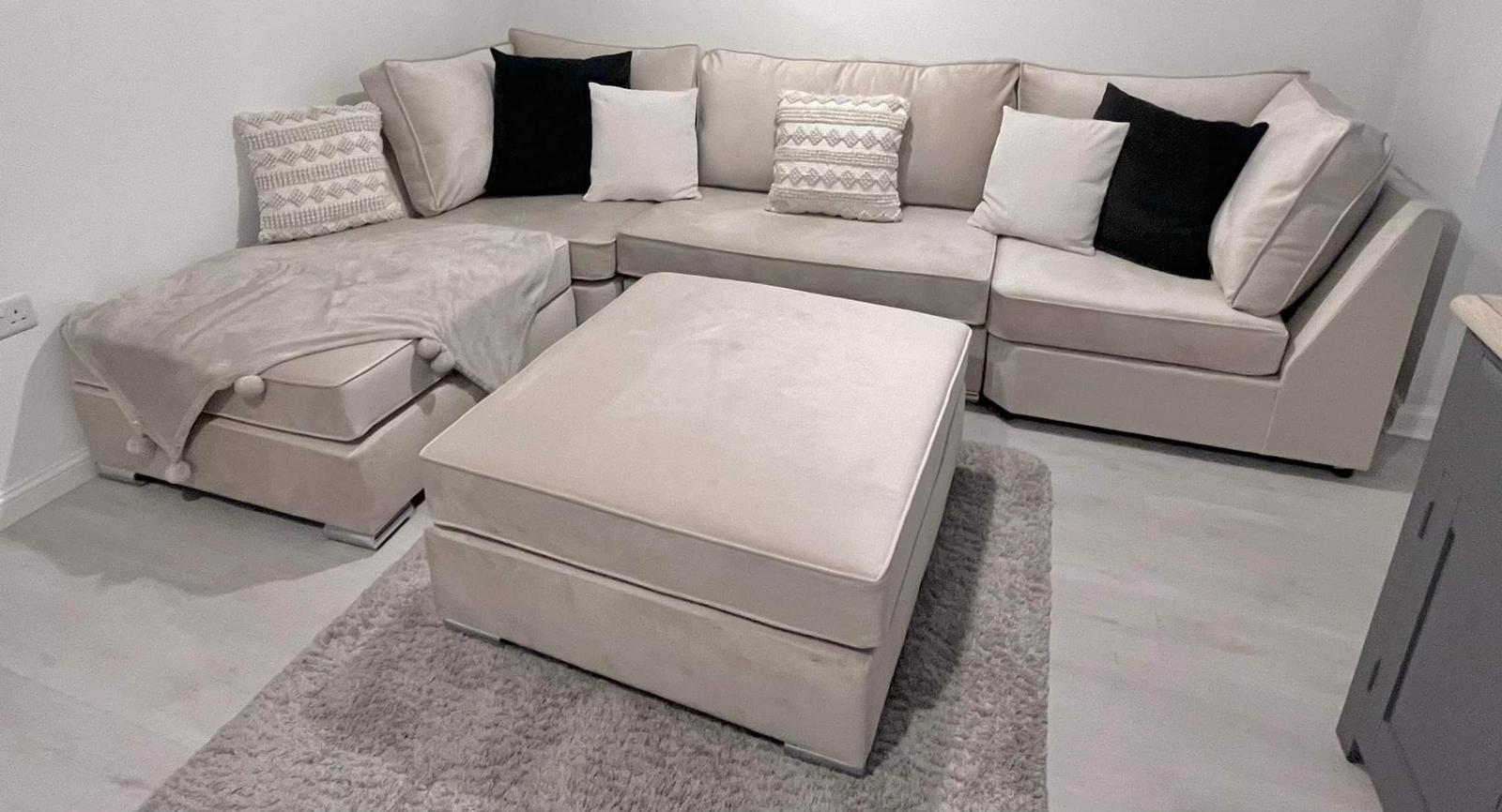 Shop Lux U shape - Cream Fullback | Budget-Friendly Sofas - Sofa World