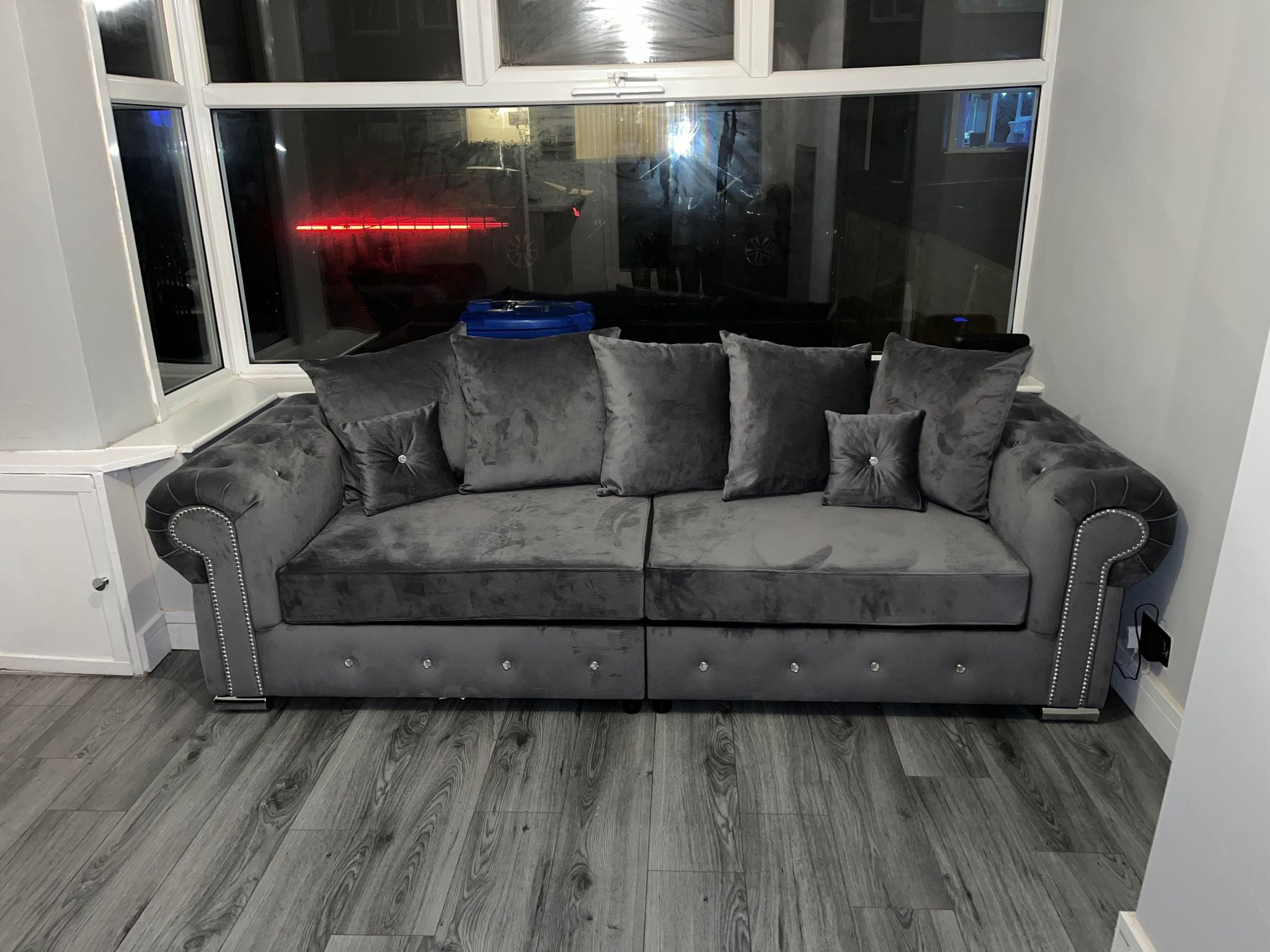 Shop Olympia 4 Seater Straight - Grey Scatterback | Budget-Friendly ...