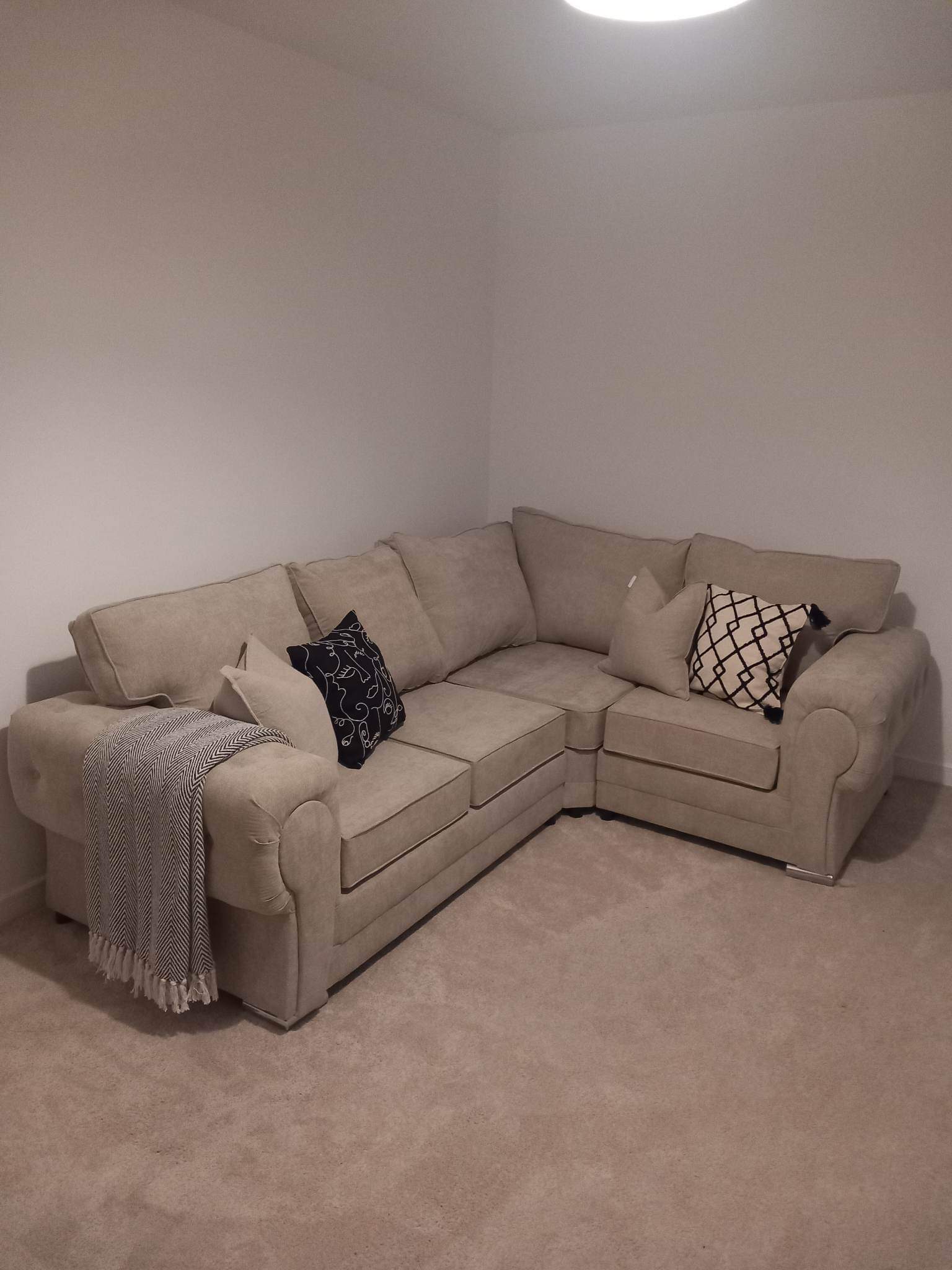 Shop Verona 4 Seater Corner - Stone Fullback Sofa at Sofa World | Live ...